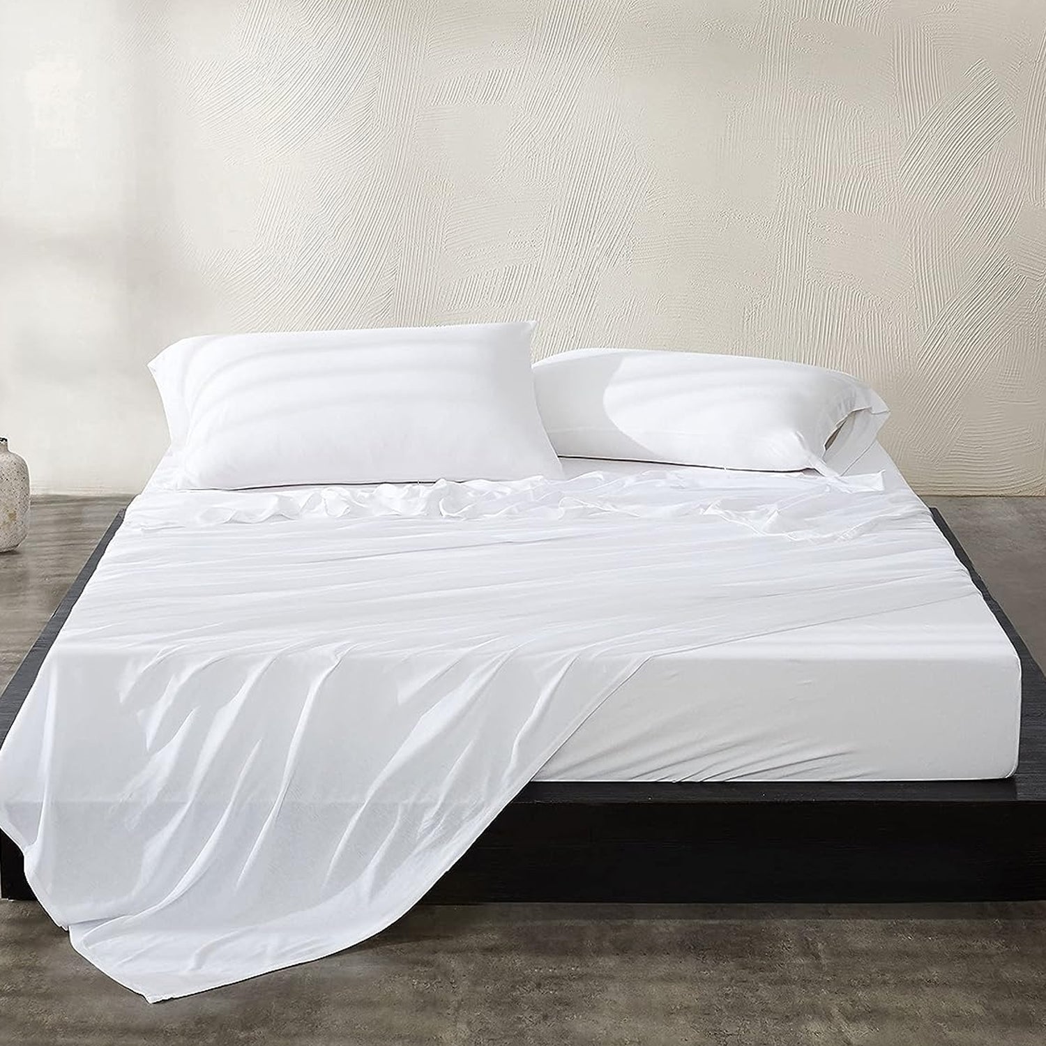 4-Piece: Modern Cotton Modal Bedsheet Set - Queen Size - 5 Colors Avai ...